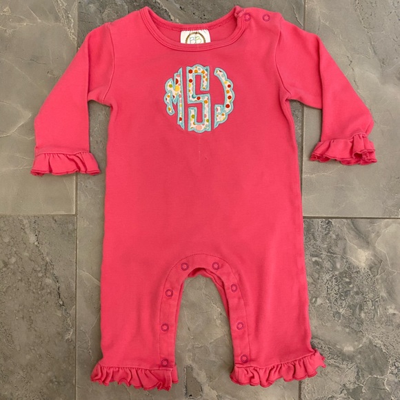 Bottoms | Msj Monogrammed Pink Romper 12m | Poshmark